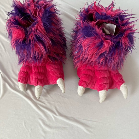 Shoes | Kids Furry Monster Claw Slippers Pink And Purple | Poshmark